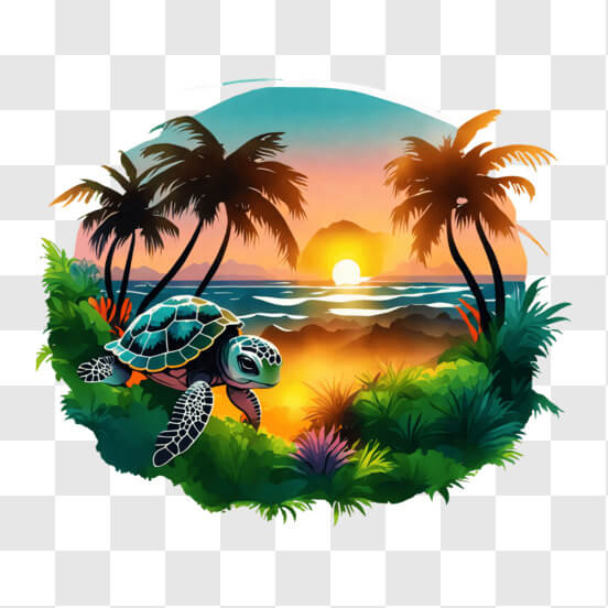 Download Adorable Baby and Adult Turtles in Natural Habitat PNG Online ...