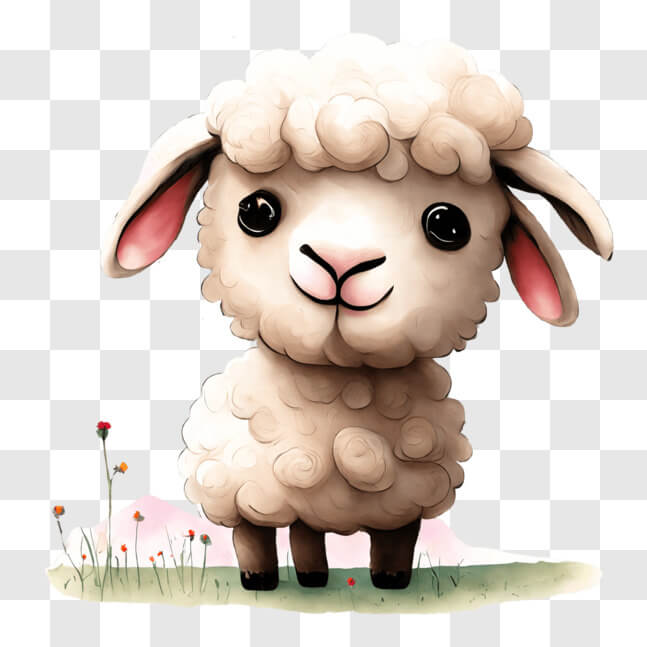 Descarga Lindo dibujo animado de una oveja parada en la hierba con ...