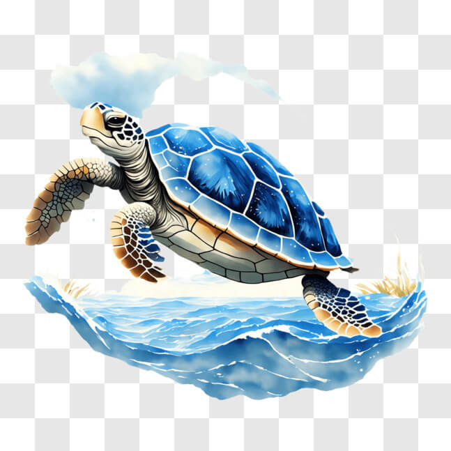 Download Blue Turtle Swimming in the Ocean PNGs Online - Creative Fabrica