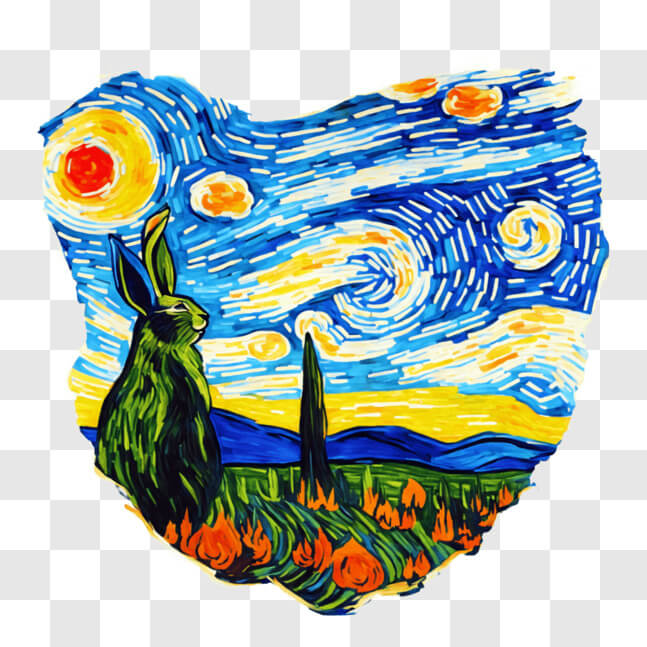 Download Van Gogh's Bunny: A Masterpiece of Art PNGs Online - Creative ...