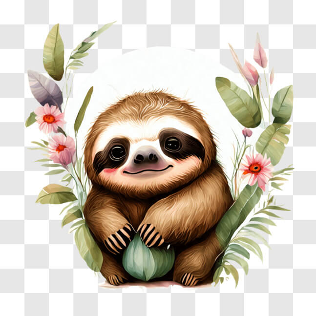 Download Cute Sloth Enjoying Time with Friends in a Colorful Garden ...