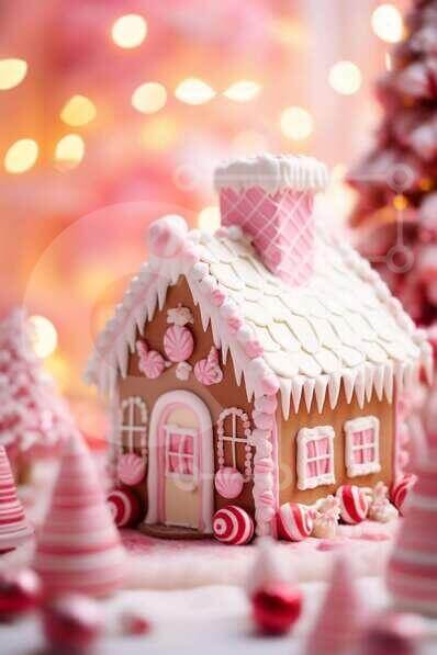 Festive Gingerbread House for the Holidays stock photo | Creative Fabrica