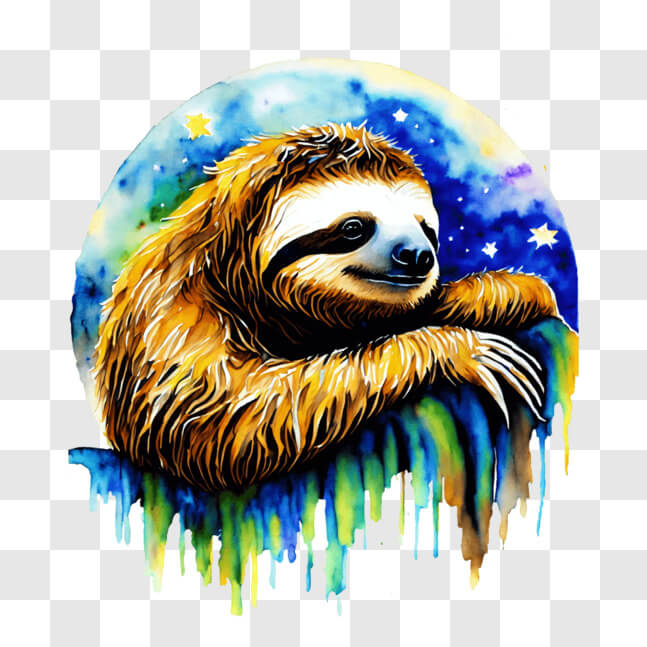 Download Colorful Abstract Painting of a Sloth on the Moon PNGs Online ...
