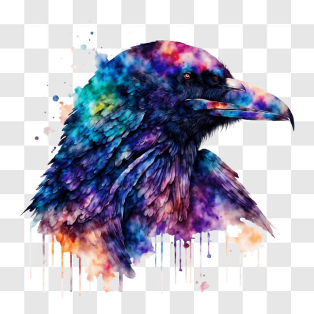 Download Colorful Raven Art Painting with Abstract Watercolor ...