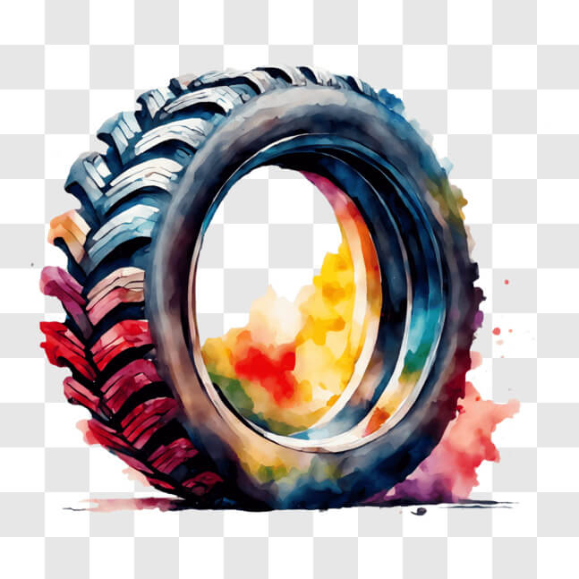 Download Colorful Tire with Watercolor Splashes PNGs Online - Creative ...