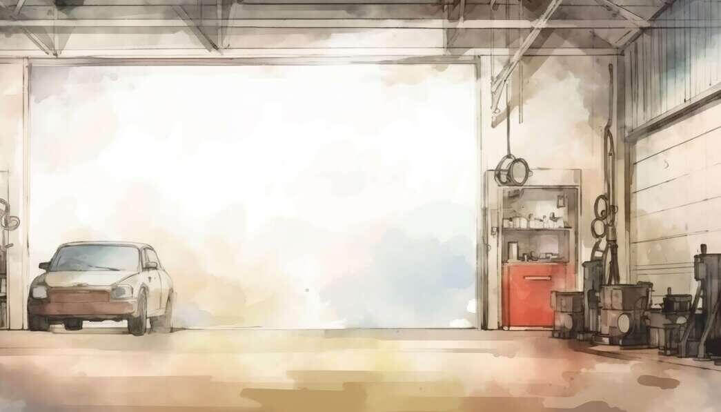 Download Watercolor Painting of Garage with Cars and Tools Backgrounds ...
