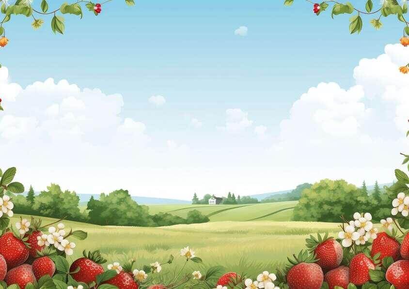 Download Strawberry Landscape with Flowers and Greenery Backgrounds ...