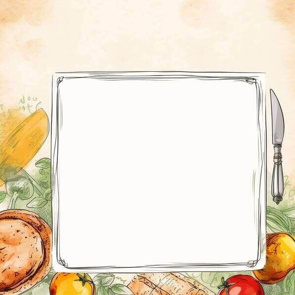 Download Colorful Watercolor Food Background with Empty Plate and ...