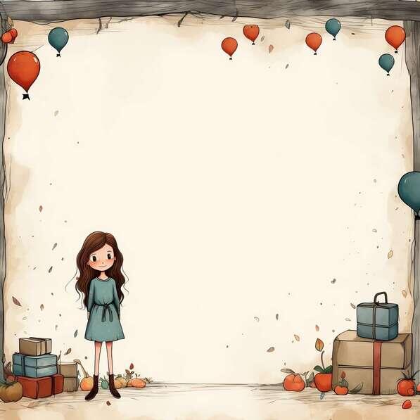 Download Cartoon Girl Waiting for Gifts with Balloons Backgrounds ...