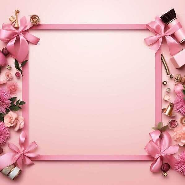 Download Pink Frame with Flowers and Cosmetics Backgrounds Online ...