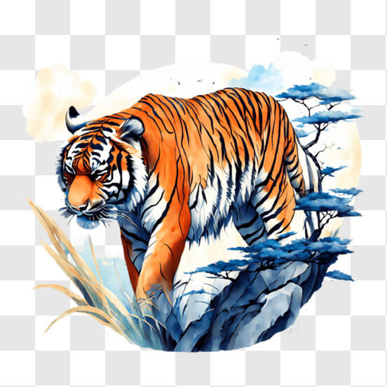 Download Colorful Tiger's Head with Abstract Design PNGs Online ...