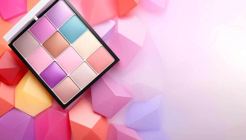 Download Makeup Palette on Colorful Polygonal Shapes Backgrounds Online ...