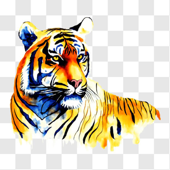 Download Colorful Tiger's Head with Abstract Design PNGs Online ...