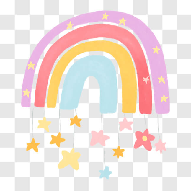 Download Colorful Rainbow with Hanging Stars PNGs Online - Creative Fabrica