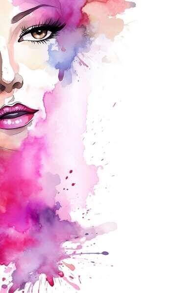 Download Woman's Face with Watercolor Makeup Splashes Backgrounds ...