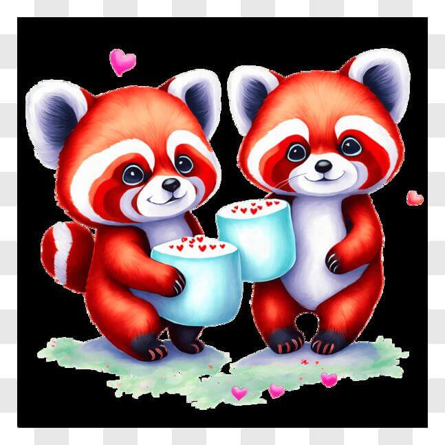 Download Red Panda Bears Celebrating Valentine's Day - Stock Photo PNG ...