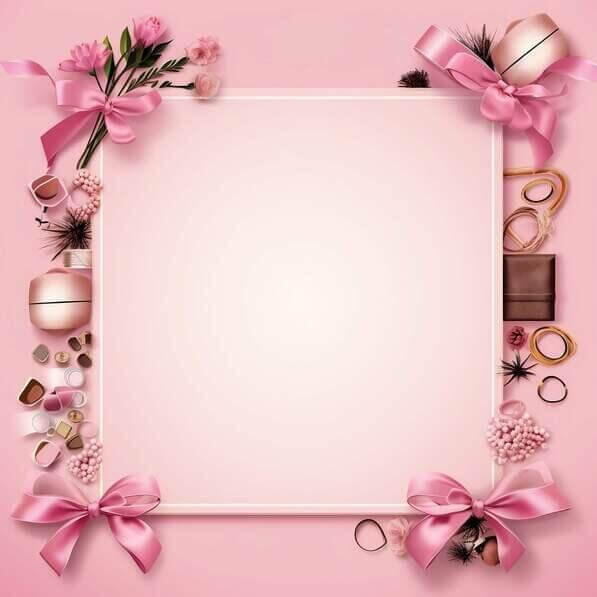 Download Empty Frame with Various Cosmetics on Pink Background ...