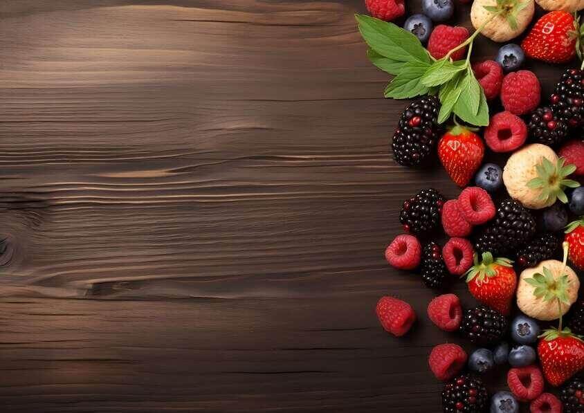 Download Arrangement of Berries on a Wooden Table Backgrounds Online ...