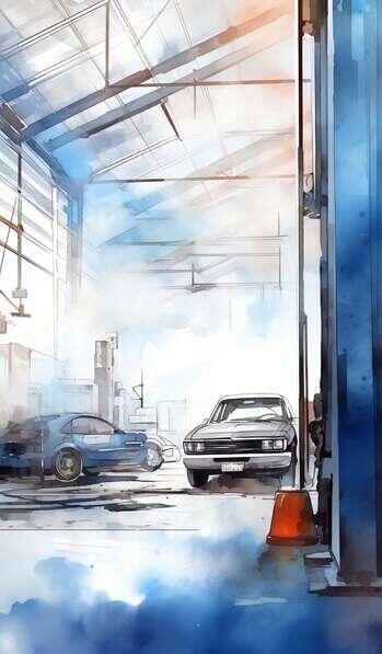 Download Blue Cars in Garage with Tools and Equipment Backgrounds ...