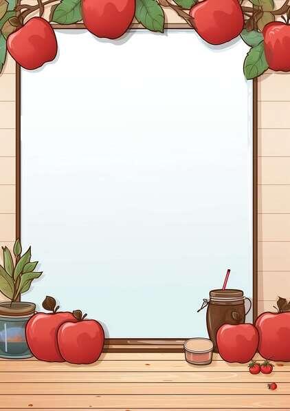 Download Wooden Frame with Red Apples and Juice Bottle Backgrounds ...