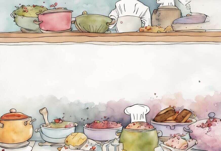 Download Watercolor Painting of Pots and Pans with Chef's Head ...