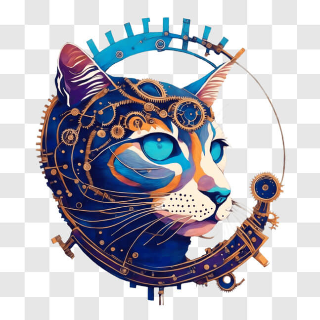 Download Steampunk Cat with Blue Eyes and Gears PNGs Online - Creative ...