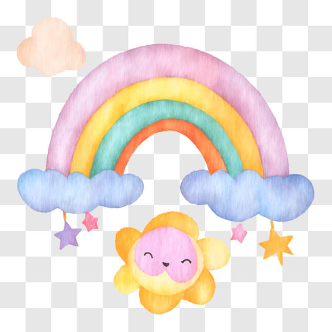 Download Adorable Baby Sleeping on a Rainbow PNGs Online - Creative Fabrica