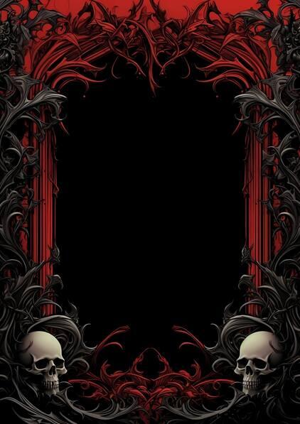 Download Black and Red Gothic Frame with Skulls and Decorative Details ...