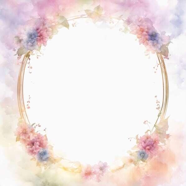 Download Watercolor Floral Frame with Pink, Blue, and Yellow Flowers ...