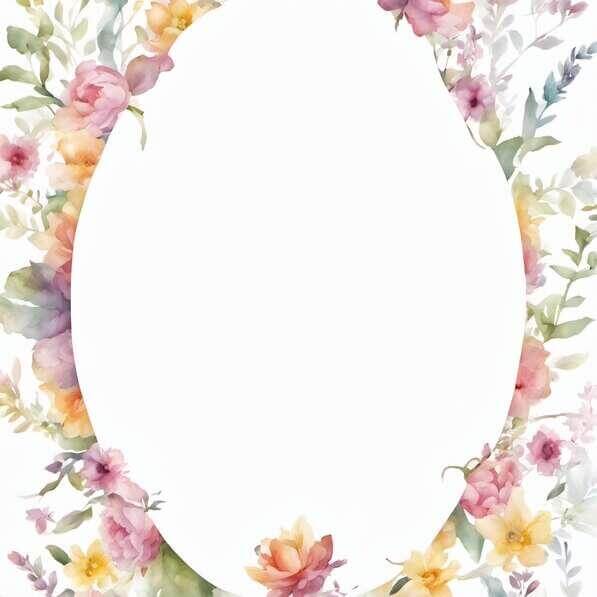 Download Watercolor Floral Oval Frame Backgrounds Online - Creative Fabrica