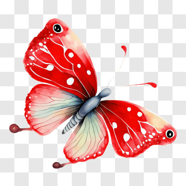 Télécharger Papillon rouge avec des taches blanches volant dans l'air ...