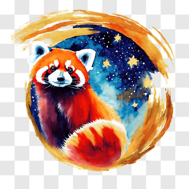 Download Red panda in orange circle with stars PNGs Online - Creative ...