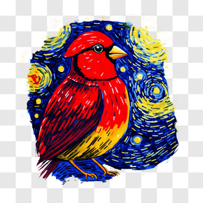 Download Colorful Red Cardinal Bird in a Starry Night PNGs Online ...
