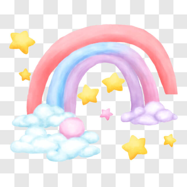 Download Rainbow, Clouds, and Stars in the Sky PNGs Online - Creative ...