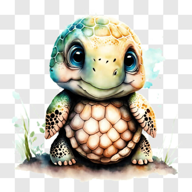 Download Cute Baby Turtle Sitting on Ground with Wide Open Eyes PNGs ...