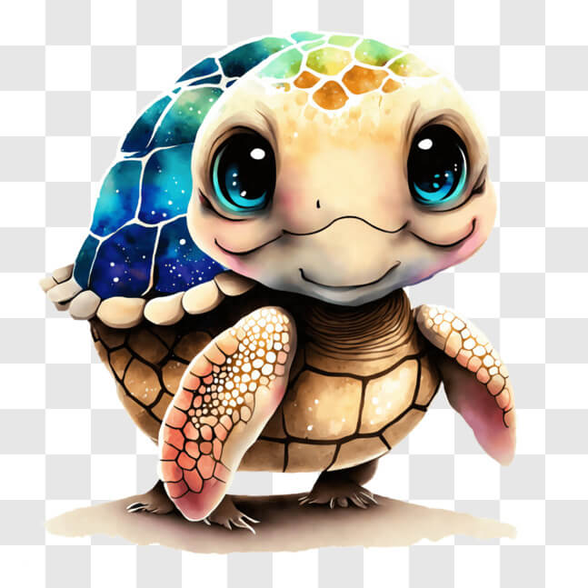 Download Cute Turtle Illustration with Colorful Stars and Planets PNGs ...