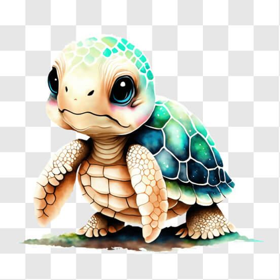 Download Colorful Turtle with Blue Eyes on Black Background PNGs Online ...