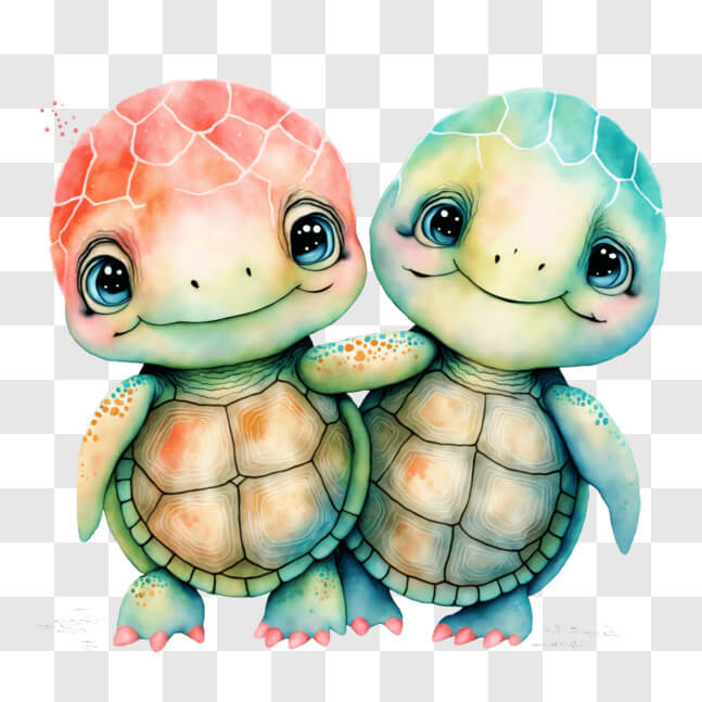 Download Smiling Turtles Hugging Each Other on a Black Background PNGs ...