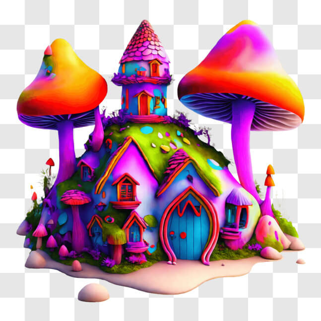 Download Colorful Mushroom House in a Fairyland PNGs Online - Creative ...