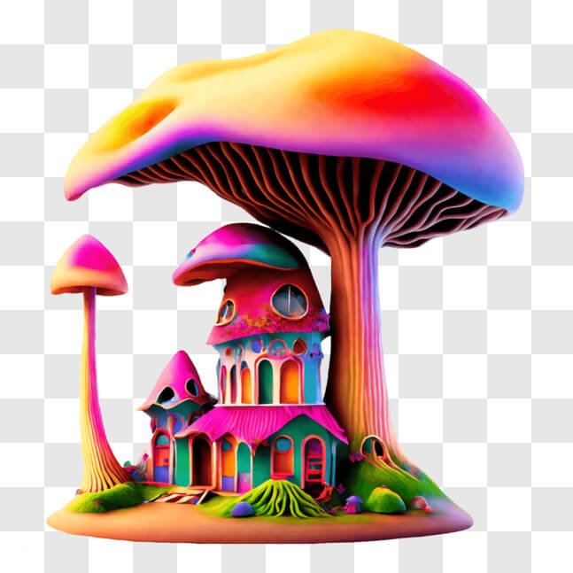 Download Colorful Mushroom House in a Fairytale Setting PNGs Online ...