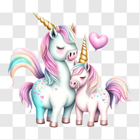 Download Two Cute Unicorns Holding Hands in a Fantasy Scene PNG Online - Creative Fabrica