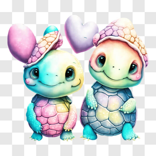 Download Cute Turtles Holding Hands with Hearts on Heads PNGs Online ...