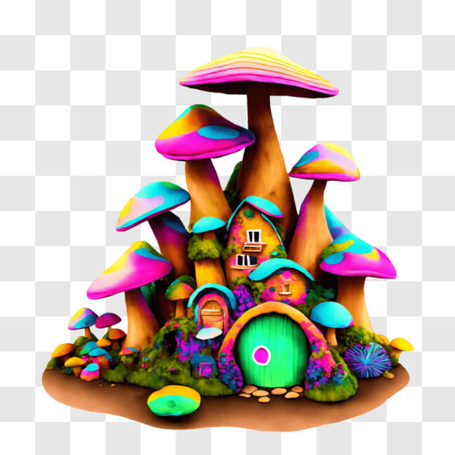 Download Colorful Mushroom House in a Fantasy Landscape PNGs Online ...