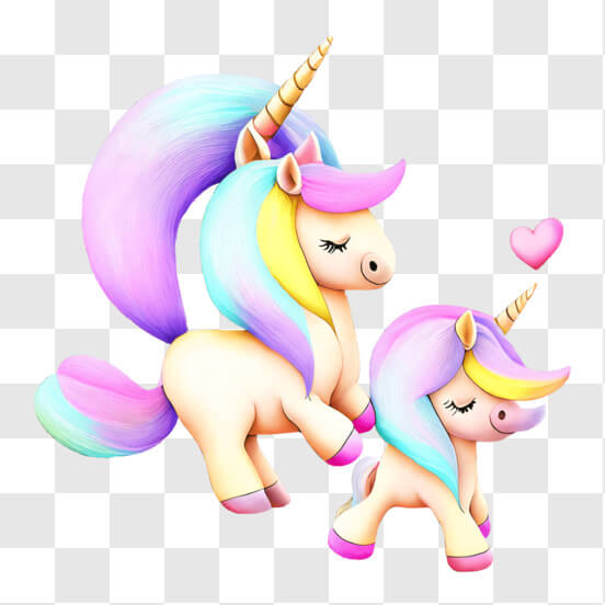 Download Two Cute Unicorns Holding Hands in a Fantasy Scene PNG Online - Creative Fabrica
