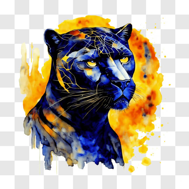 Descarga Pantera Azul con Salpicaduras Amarillas y Naranjas PNGs En ...