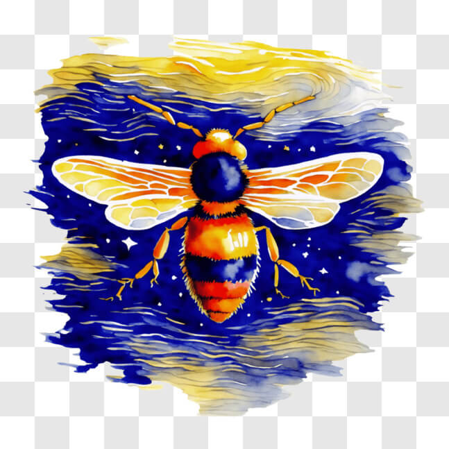 Download Abstract Bee Painting with Bright Colors on Night Sky PNGs ...