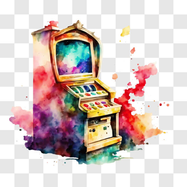 Download Colorful Watercolor Painting of a Slot Machine PNG Online ...