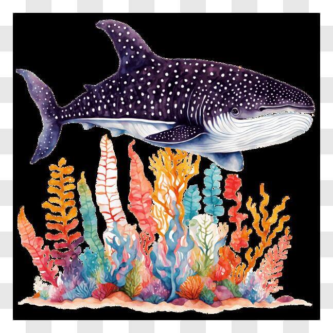 Download Abstract Painting of Whale Shark in Vibrant Colors PNG Online ...