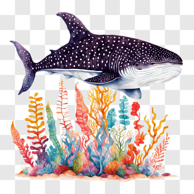 Download Colorful Whale Shark Swimming Among Coral Reefs and Marine ...