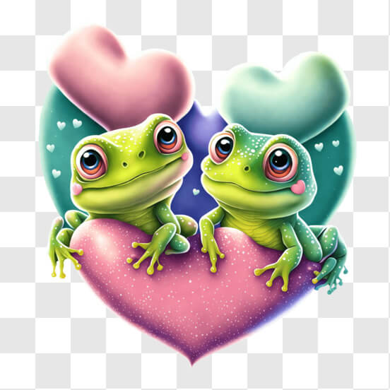 Download Cute Frogs in Love on Heart-Shaped Frame PNGs Online ...